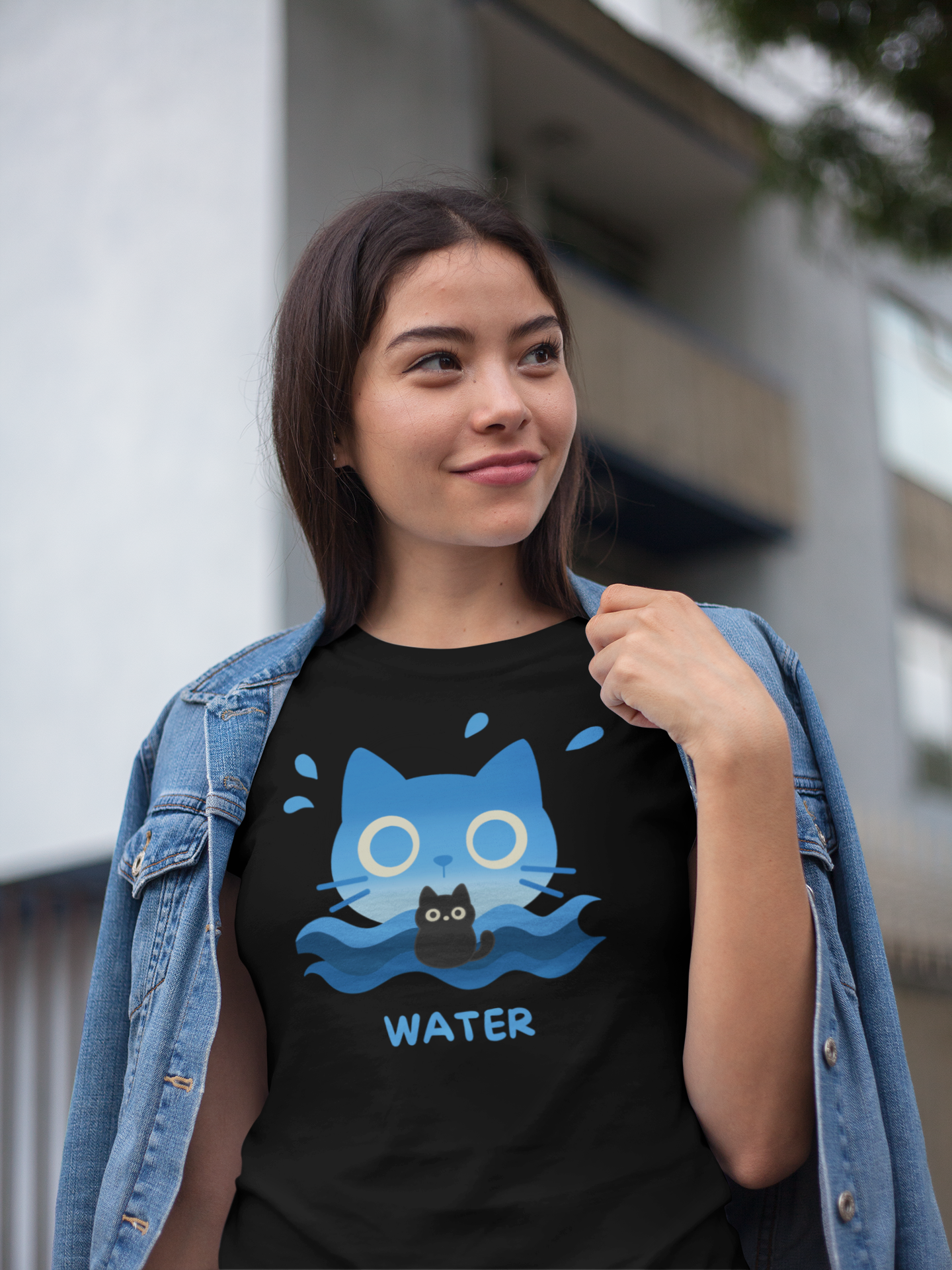 Water Elemental Cat featuring Kuro – Elemental Cat Series – KuroNeko Ink